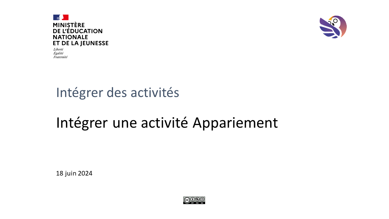 PodEduc - Intégrer Une Activité Appariement