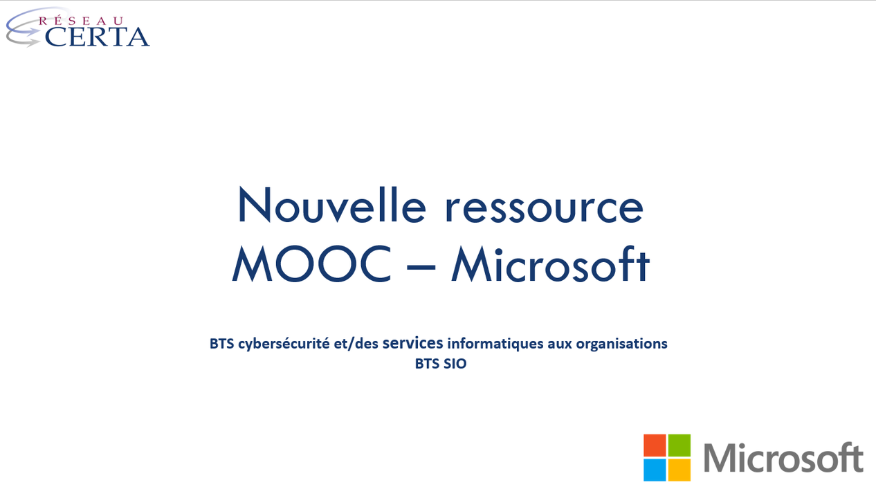 PodEduc - Mooc Microsoft Cyber Sécurité B3 Sio - Resso…